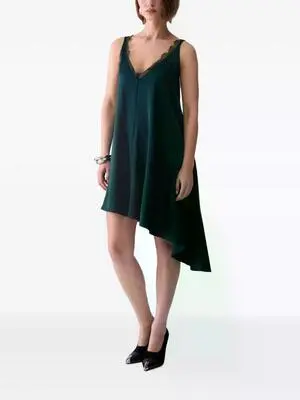 Liu Jo Asymmetrical Satin And Lace V-neck Dress