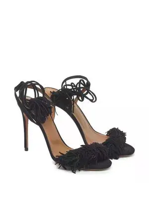 AQUAZZURA Wild Thing Fringed Heeled Sandals - Black