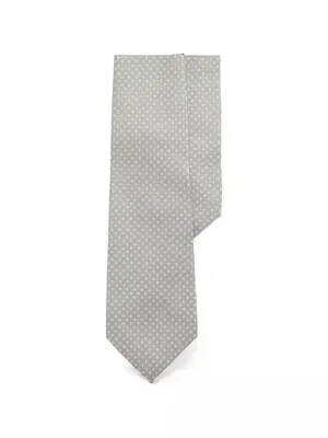 Ralph Lauren Purple Label Ralph Lauren Purple Label Diamond-Patterned Silk Neck Tie Grey