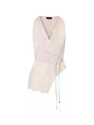 Liu Jo Jacquard Wrap Top With Lace Details - Neutrals