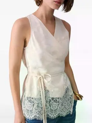 Liu Jo Jacquard Wrap Top With Lace Details