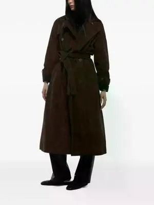 DUCIE Corrin Double-breasted Lamb Suede Trench Coat