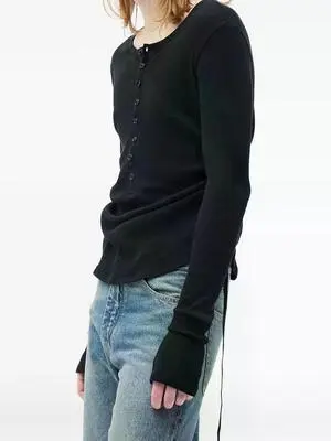 ANN DEMEULEMEESTER Ribbed-knit Henley Sweater