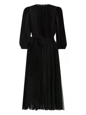 Dolce & Gabbana Midi Chiffon Dress With Pleated Skirt