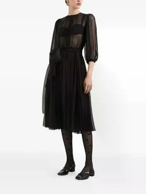 Dolce & Gabbana Midi Chiffon Dress With Pleated Skirt