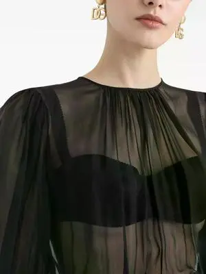 Dolce & Gabbana Midi Chiffon Dress With Pleated Skirt