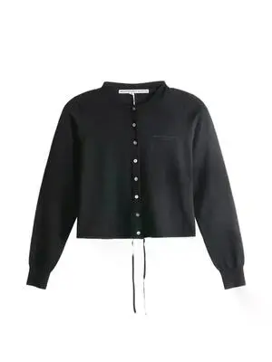 Alexander Wang Logo-embroidered Drawstring Cardigan - Black