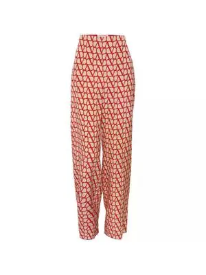 Valentino Garavani Iconographe Wide-leg Silk Trousers - Red