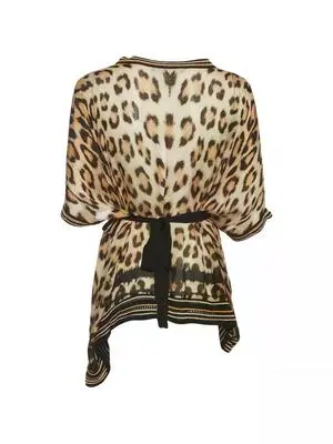 Roberto Cavalli Leopard Print Silk Kaftan - Neutrals