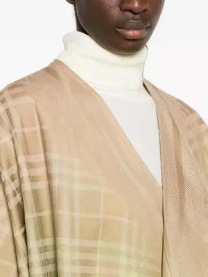 Burberry Check Pattern Wool And Cashmere Blend Cape