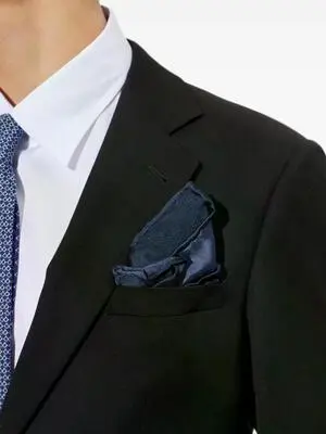 FERRAGAMO Logo-debossed Silk Pocket Square - Blue