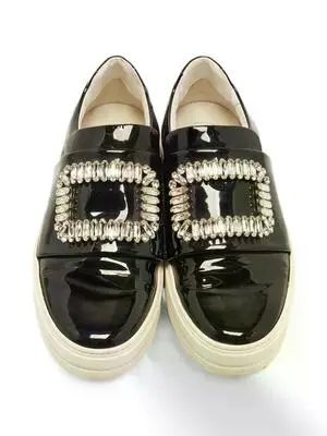 ROGER VIVIER Sneaky Viv Crystal-buckle Slip-on Sneakers - Black