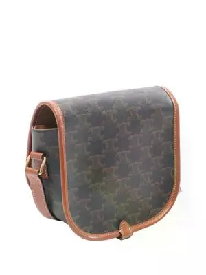 Celine Medium Triomphe Coated Canvas Folco Crossbody Bag - Brown