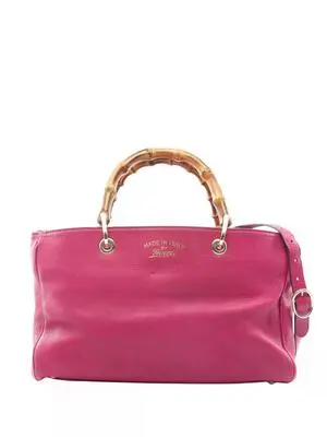 Gucci Calfskin Bamboo Shopper Satchel - Pink