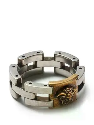 Versace Medusa Link Ring With Gold-tone Hardware - Silver