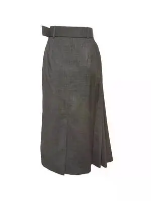 Prada Checked Asymmetrical Midi Skirt