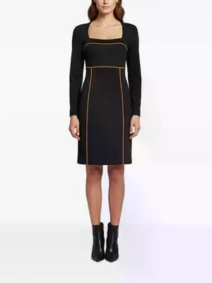 Versace Long Sleeve Mini Dress With Gold-tone Logo Detail
