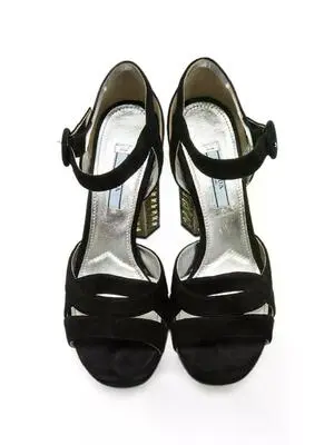 Prada Suede Crystal-embellished Heeled Sandals
