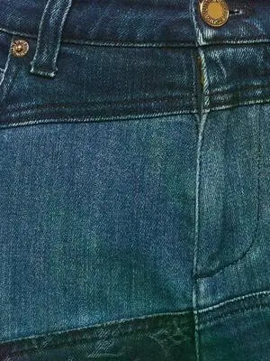 LOUIS VUITTON Monogram Patchwork Straight-leg Cropped Jeans