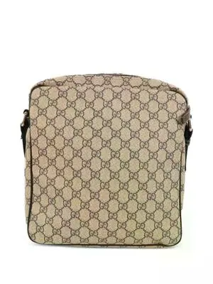 Gucci Gg Supreme Canvas Logo Patch Shoulder Bag - Brown