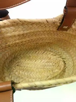 Loewe Raffia Basket Tote Bag With Debossed Anagram Leather Patch - Neutrals