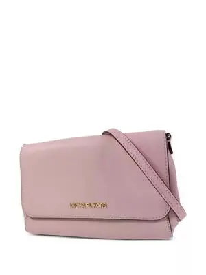 Michael Kors Logo-plaque Leather Shoulder Bag - Pink