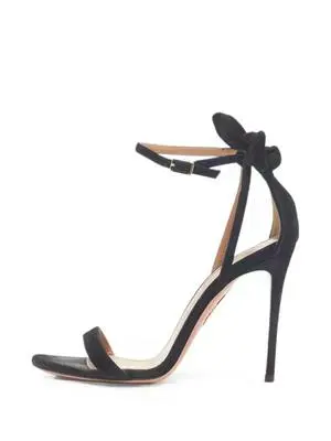 AQUAZZURA Suede Bow Detail Heeled Sandals - Black