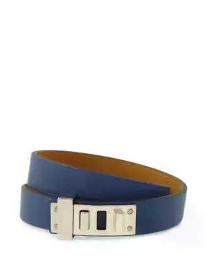 Hermès Double Tour Leather Bracelet - Blue