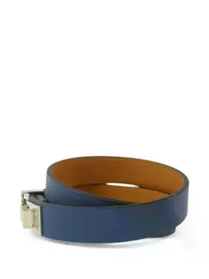 Hermès Double Tour Leather Bracelet - Blue