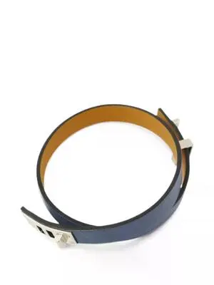 Hermès Double Tour Leather Bracelet - Blue