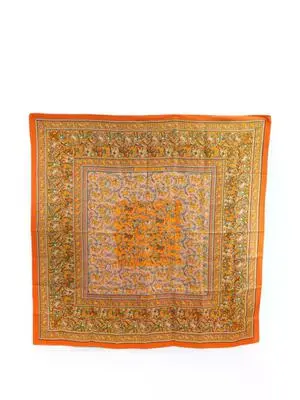 Hermès Chasse En Inde Printed Silk Scarf - Orange