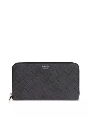 FERRAGAMO Monogram Zip-around Wallet - Grey