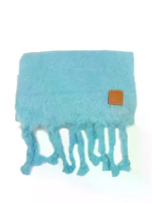 Loewe Anagram Patch Tasselled Scarf - Blue
