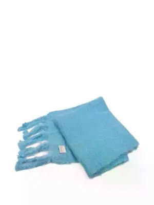 Loewe Anagram Patch Tasselled Scarf - Blue