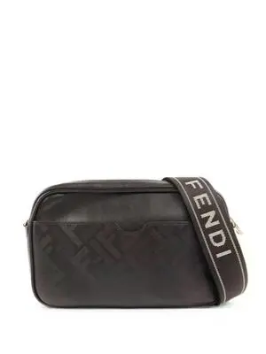 Fendi Roma Logo Print Shoulder Bag - Black