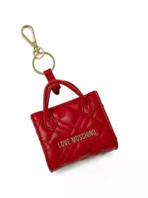 Moschino Quilted Logo-plaque Keyring - Red