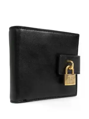 Balmain Logo-padlock Calf Leather Wallet - Black