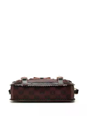 Loewe 2006 Sequin Trimmed Anagram Pvc Coated Canvas Double Buckle Flap Shoulder Bag