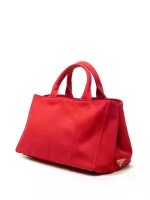 Prada Canvas Canapa Logo Satchel - Red