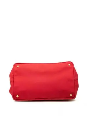 Prada Canvas Canapa Logo Satchel - Red
