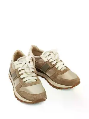 Brunello Cucinelli Monili Embellished Suede And Leather Sneakers