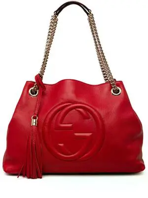 Gucci Soho Calfskin Chain Tote Bag - Red
