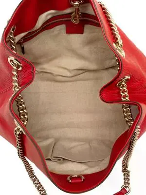 Gucci Soho Calfskin Chain Tote Bag - Red