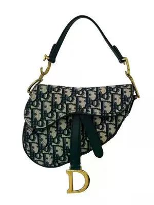Dior Mini Oblique Canvas Saddle Bag Satchel - Blue