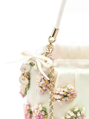SELF-PORTRAIT Floral Beaded Satin Mini Tote Bag