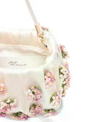 SELF-PORTRAIT Floral Beaded Satin Mini Tote Bag