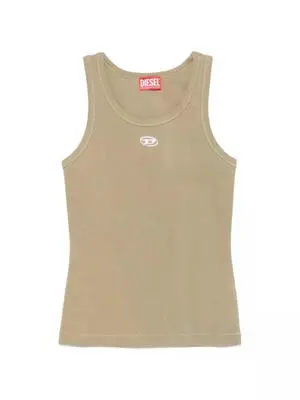 DIESEL® Ribbed Knit Tank Top With Oval D Plaque - Neutrals