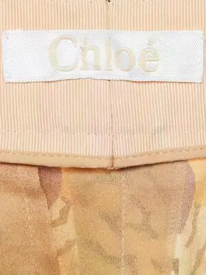 Chloé Abstract Print Silk High-waisted Ruffled Hem Shorts