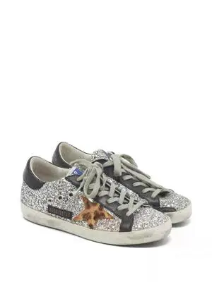 GOLDEN GOOSE Super Star Glitter Sneakers With Leopard Print Star