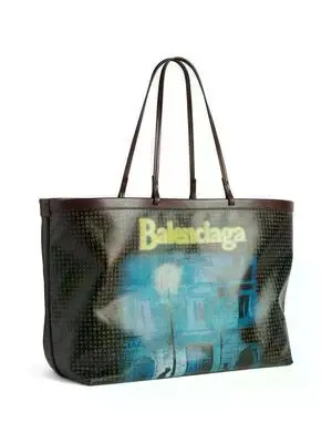 Balenciaga Logo-print Leather-trimmed Tote Bag